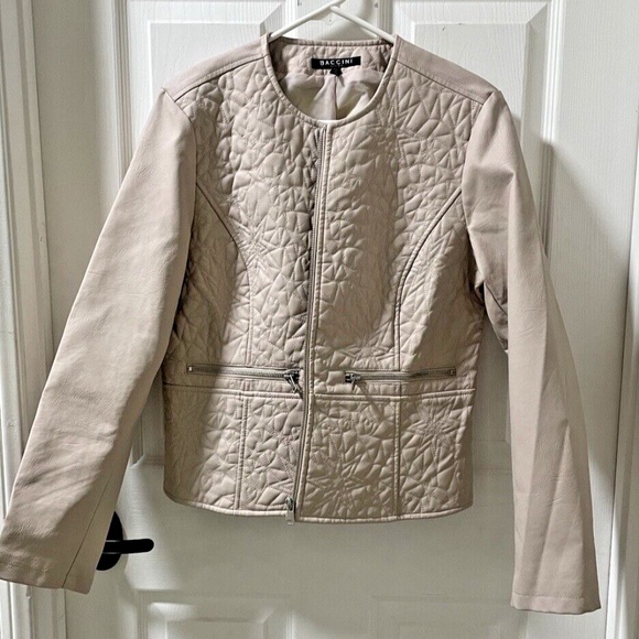 Baccini | Jackets & Coats | Baccini Light Tan Faux Leather Moto Jacket ...